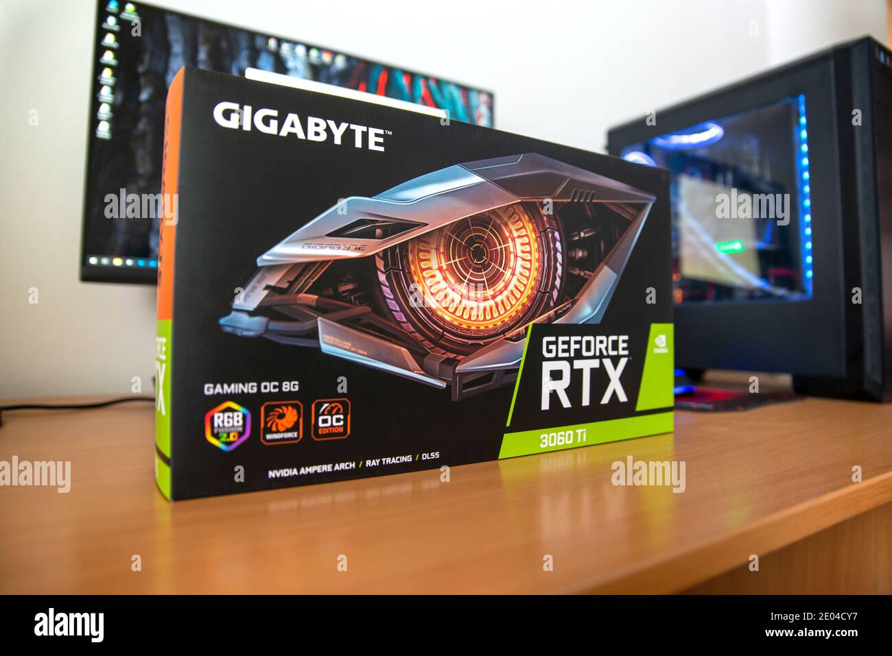 Sarajevo, Bosnia and Herzegovina - December 29, 2020: Gigabyte GeForce ...