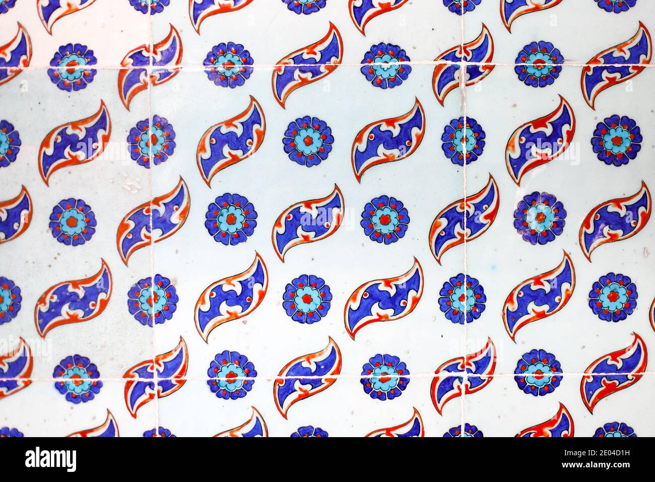 Details of Traditional Turkish Blue Tile with Blue and Red Color Stock ...