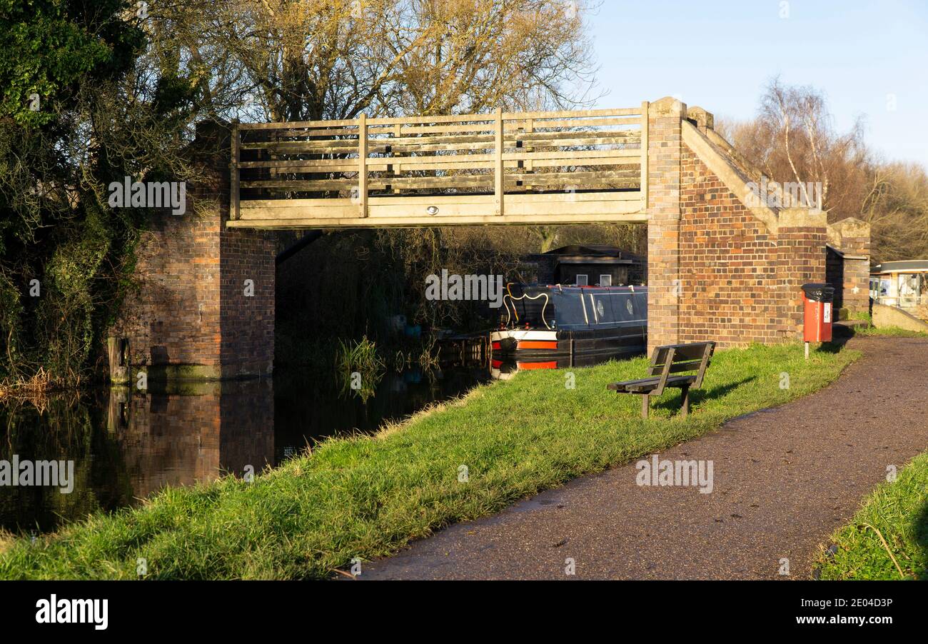 Small concrete foot bridge over a canal Stock Photo - Alamy