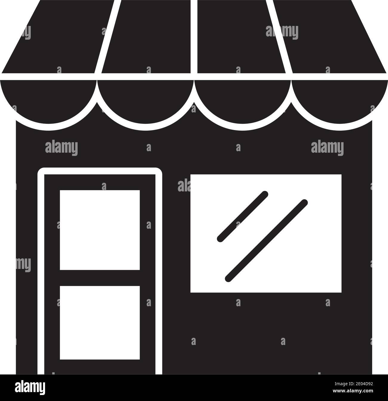 store building icon over white background, silhouette style, vector ...