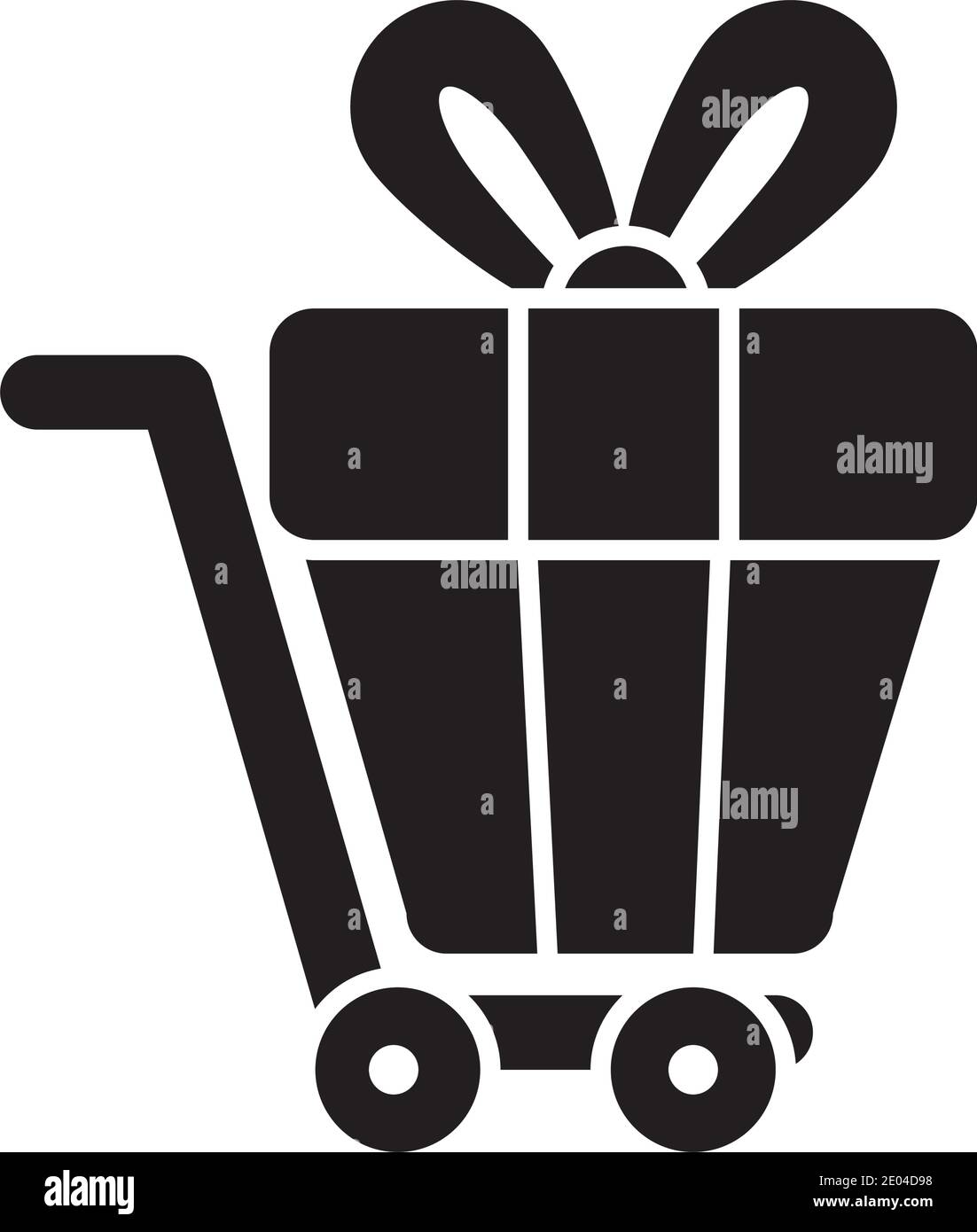 cart with gift box over white background, silhouette style, vector ...