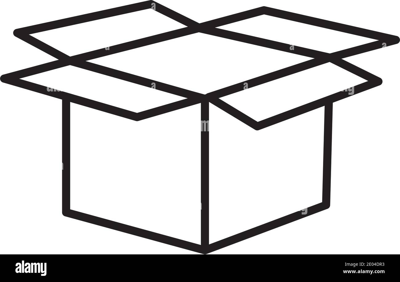 open box icon over white background, line style, vector illustration ...