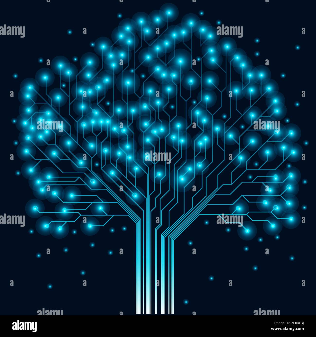 Artistic creative illustration of vector tree created in technology ...
