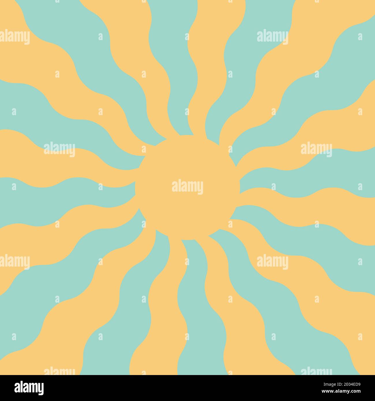 spring sun in pastel colors, wavy rays sun, vector background symbol of ...