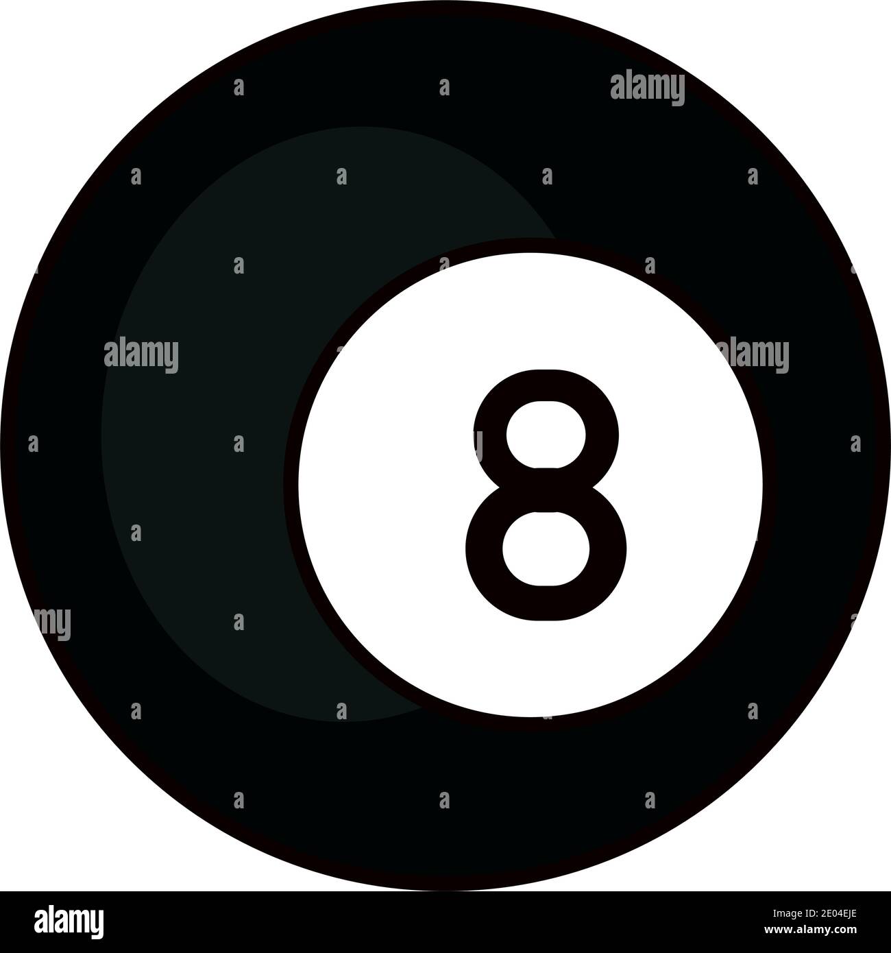 eight ball icon over white background, line anf fill style, vector ...