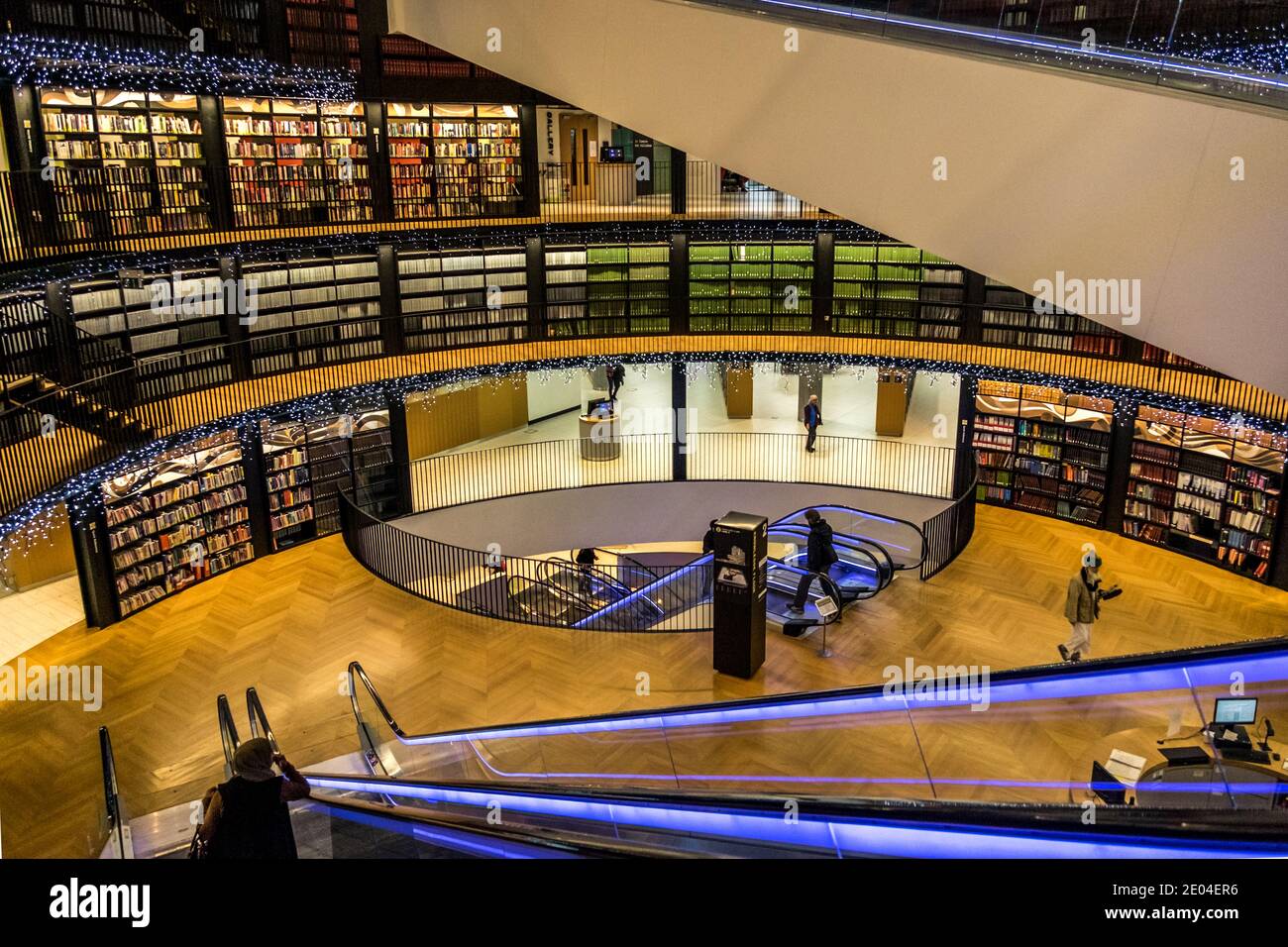 Birmingham Library interior at Christmas. Centenary Square, Birmingham ...