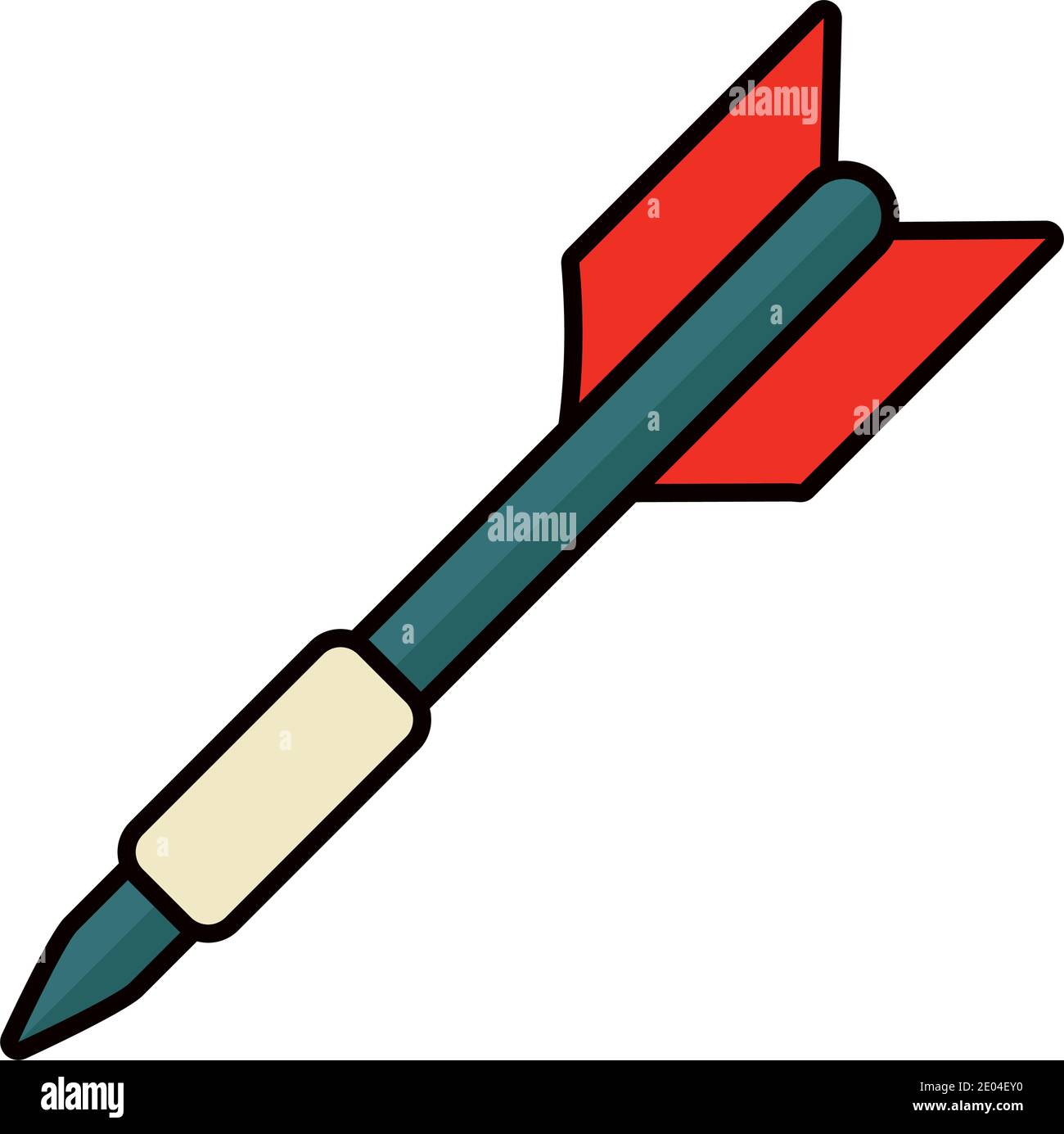 red dart icon over white background, line anf fill style, vector ...