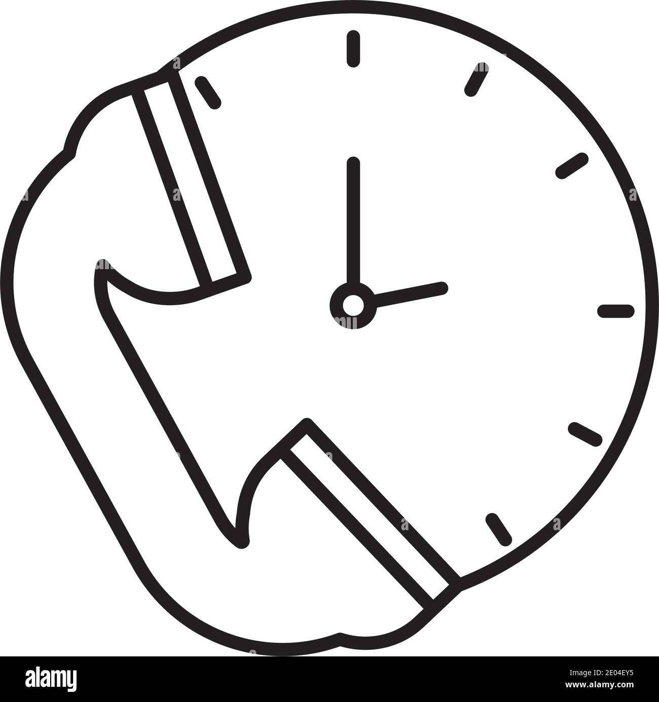 phone and clock icon over white background, line style, vector ...