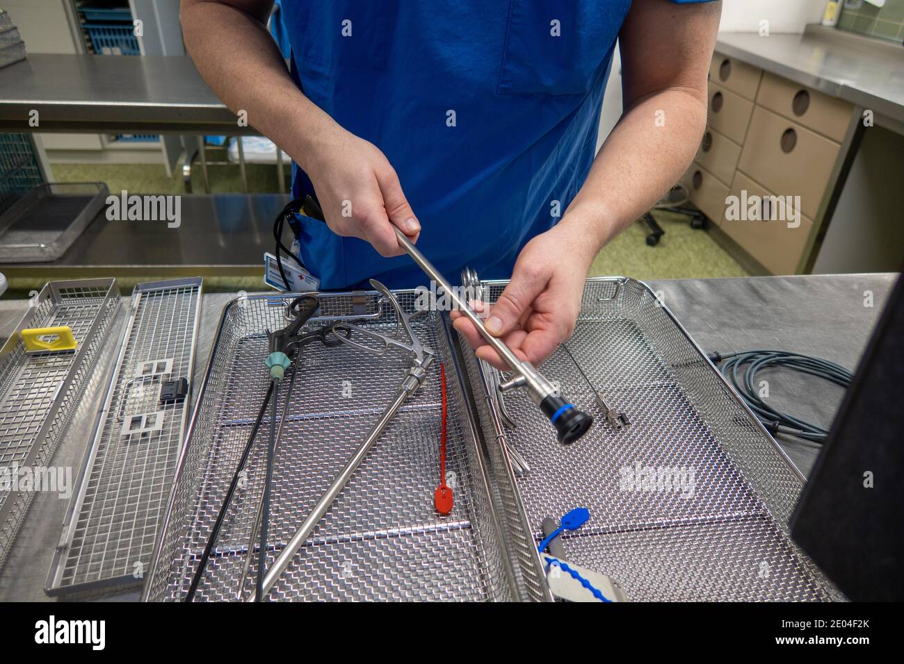 in a sterilization department of a hospital, surgical instruments are ...