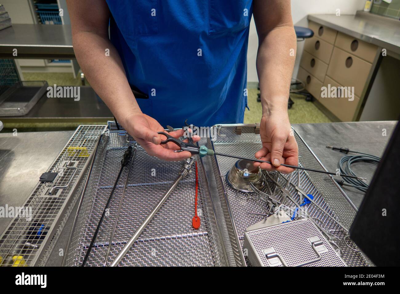 in a sterilization department of a hospital, surgical instruments are ...