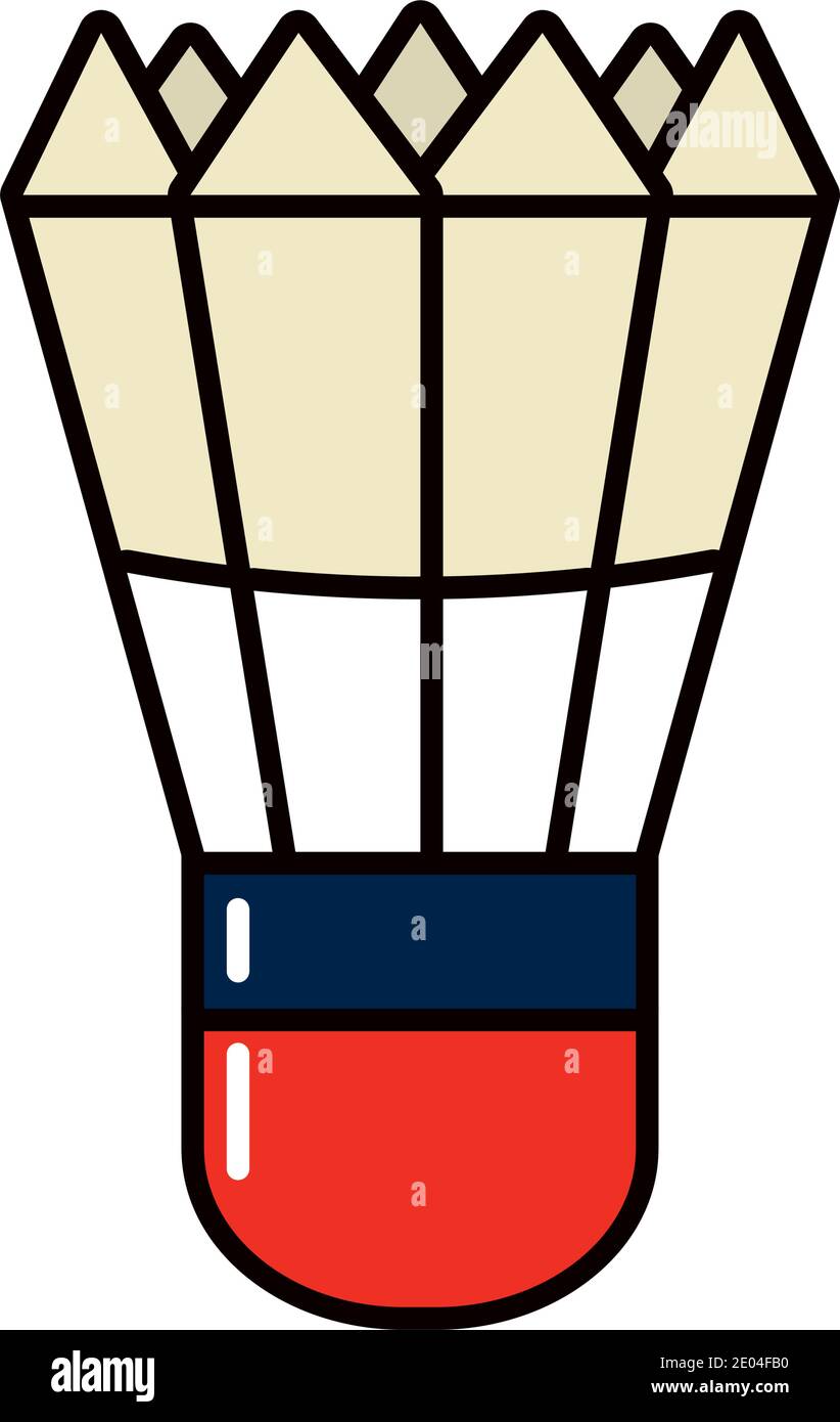 badminton shuttle icon over white background, line and fill style ...