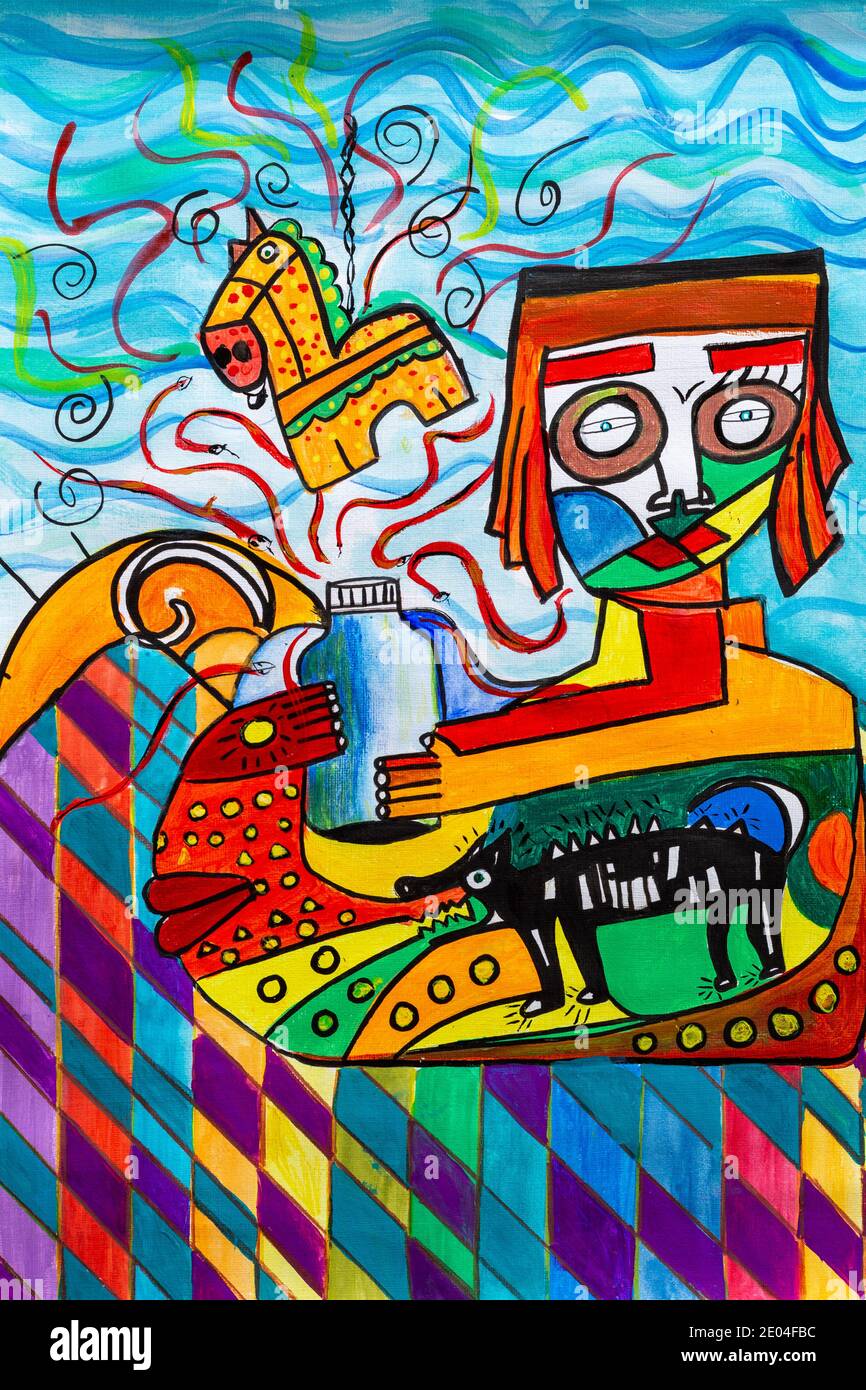 Mexican art abstract with colors Stock Photo - Alamy