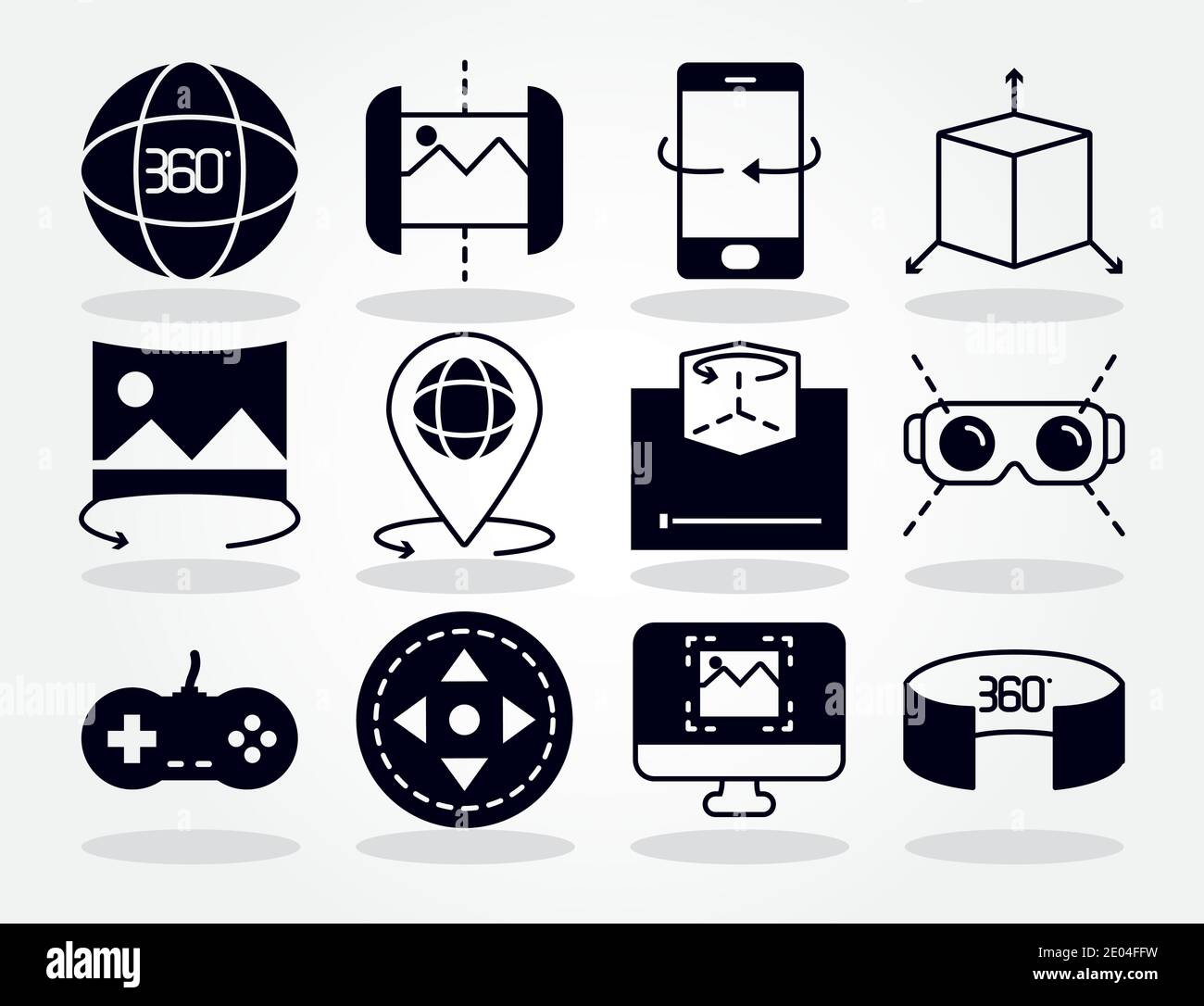 icon set of augmented reality over white background, line style, vector ...