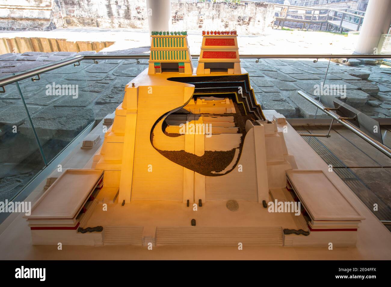 Reconstructed Aztec Templo Mayor Great Temple scale model at Templo ...