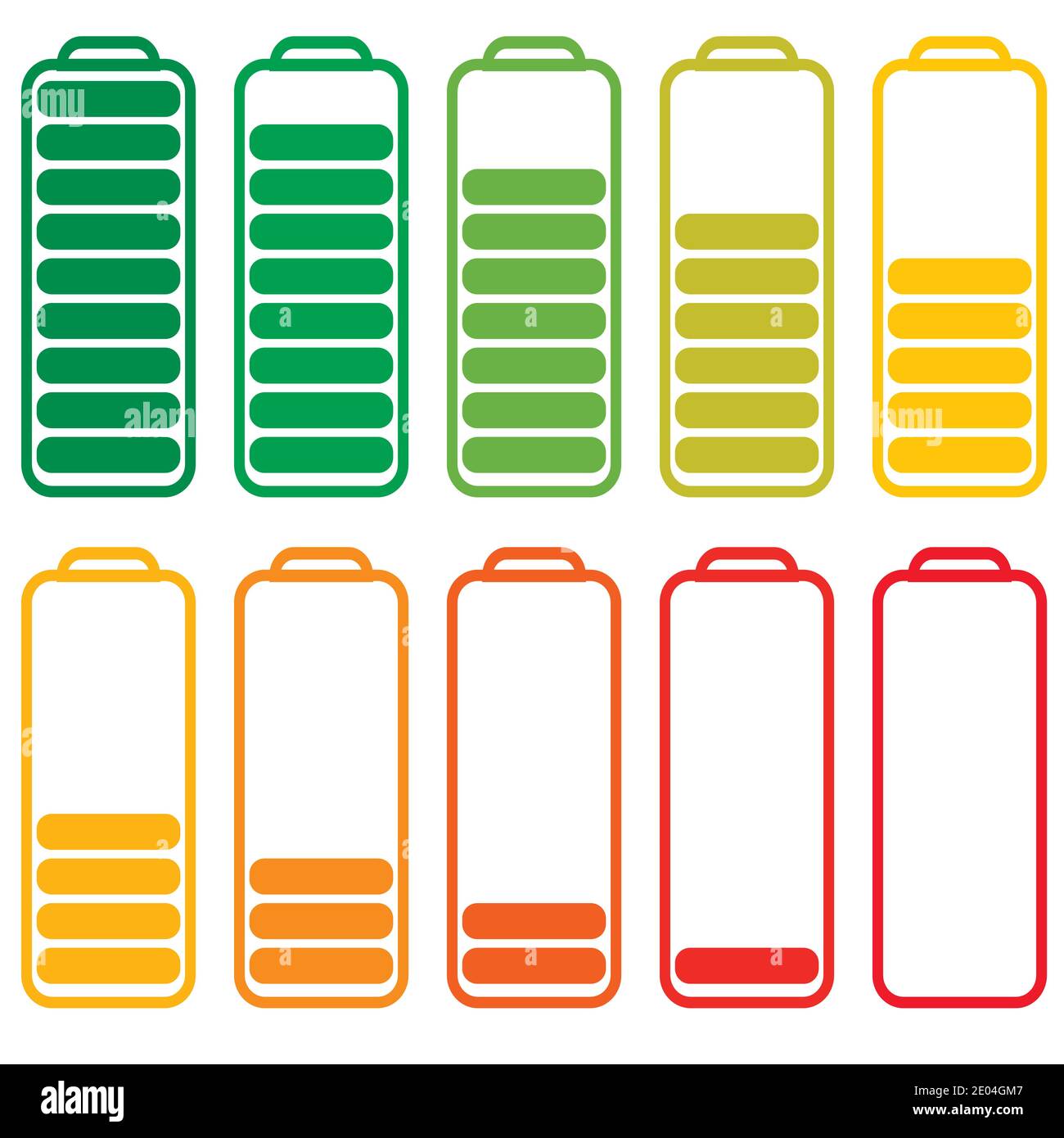Set batteries with different level charge, vector energy, accumulator ...