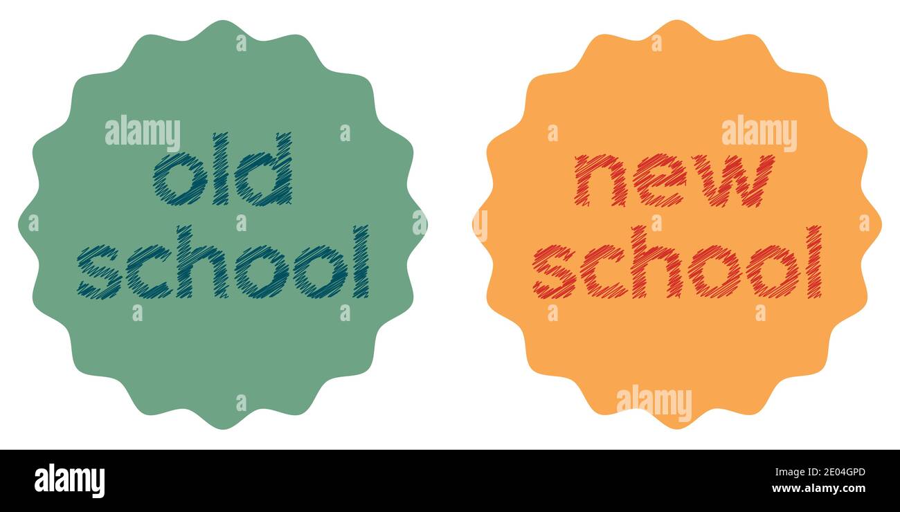 Sticker badge, label style old and new school, vector oldschool style ...