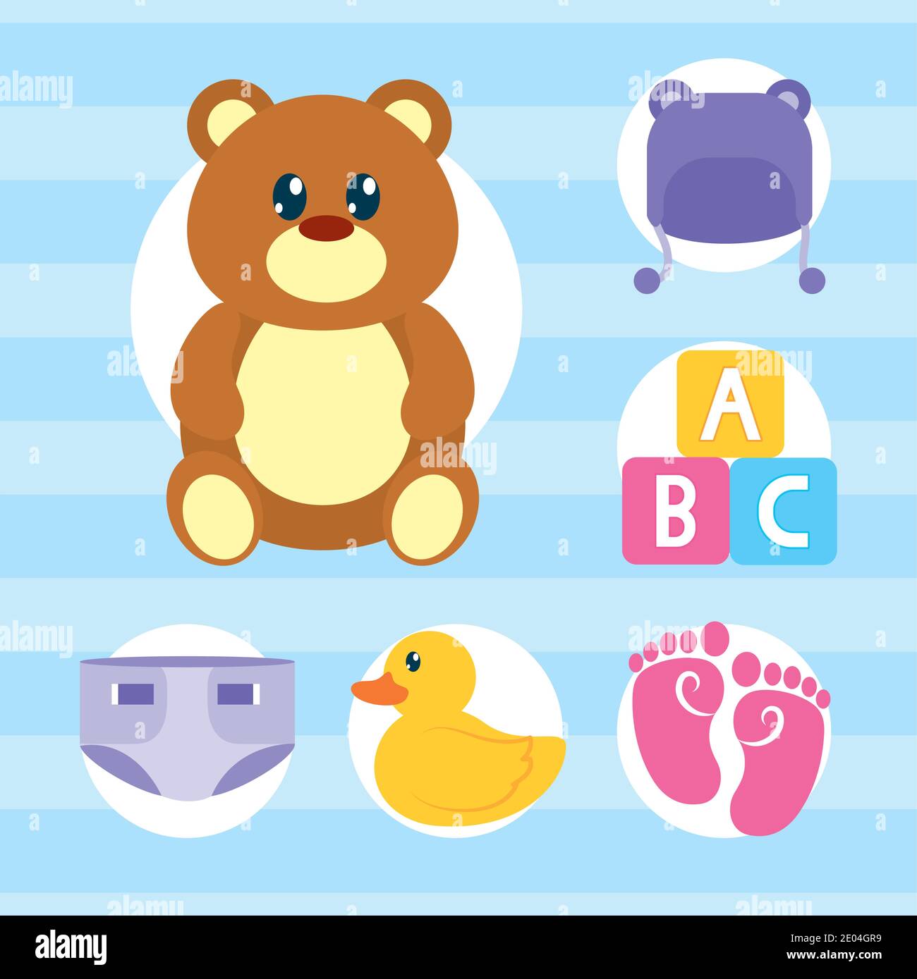teddy bear and baby icon set over blue background, colorful design ...