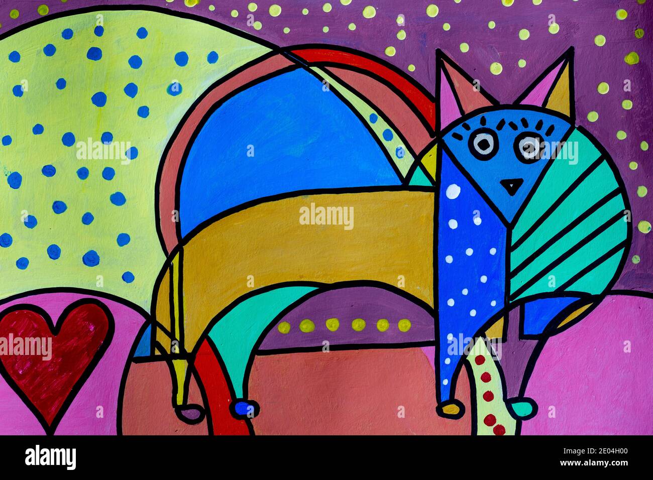 Cat of colors cubism, modern art, background, in acrylic Stock Photo ...