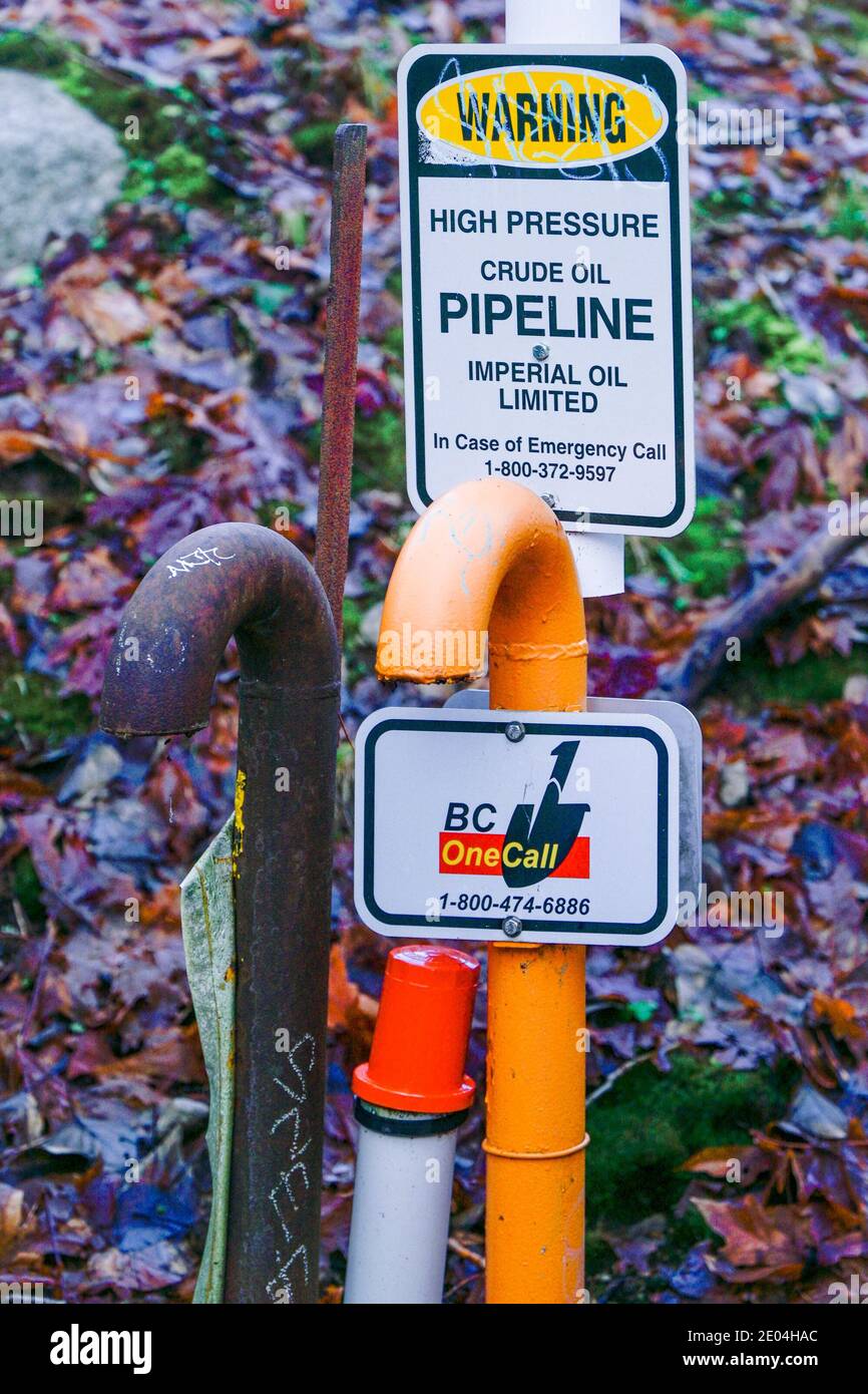 High Pressure Crude Oil Pipeline vents, Burnaby Mountain, BC Stock ...