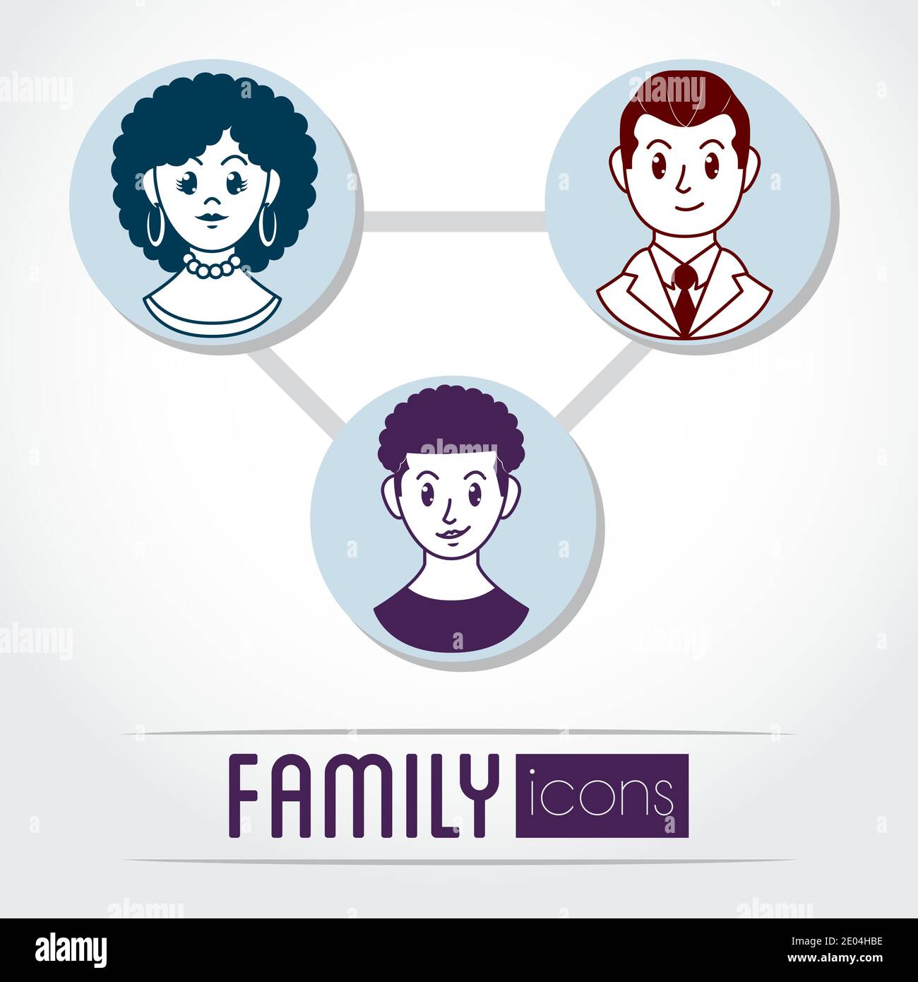 family icons, people connection design over white background, vector ...