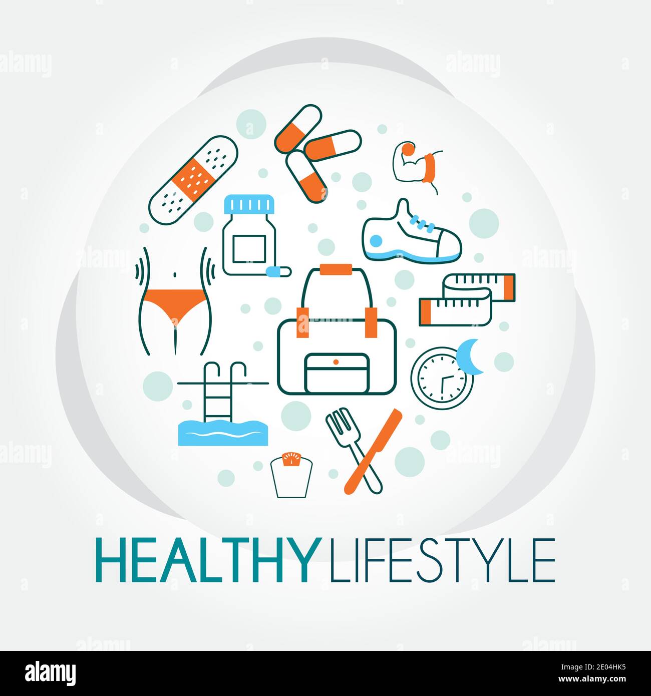 health lifestyle design over white background, line style, vector ...
