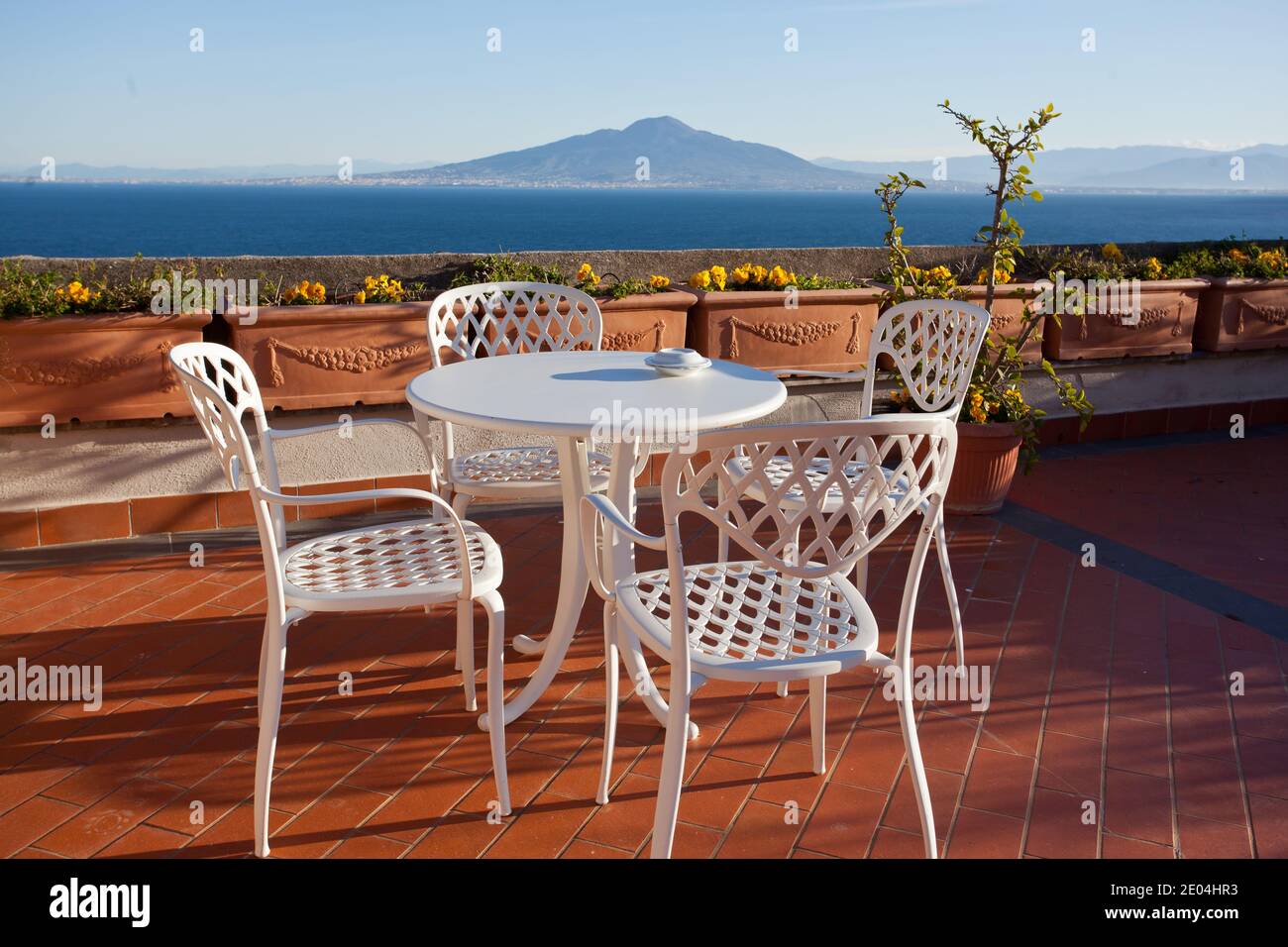 Nice view of the volcano Mount Vesuvius from terrace Stock Photo - Alamy