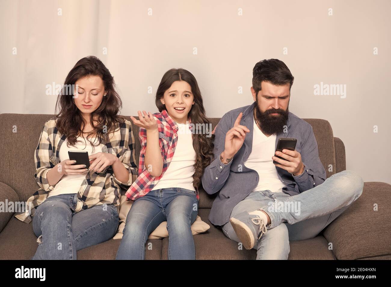 Smartphone ruining relations. Unhappy child complain of parents ...