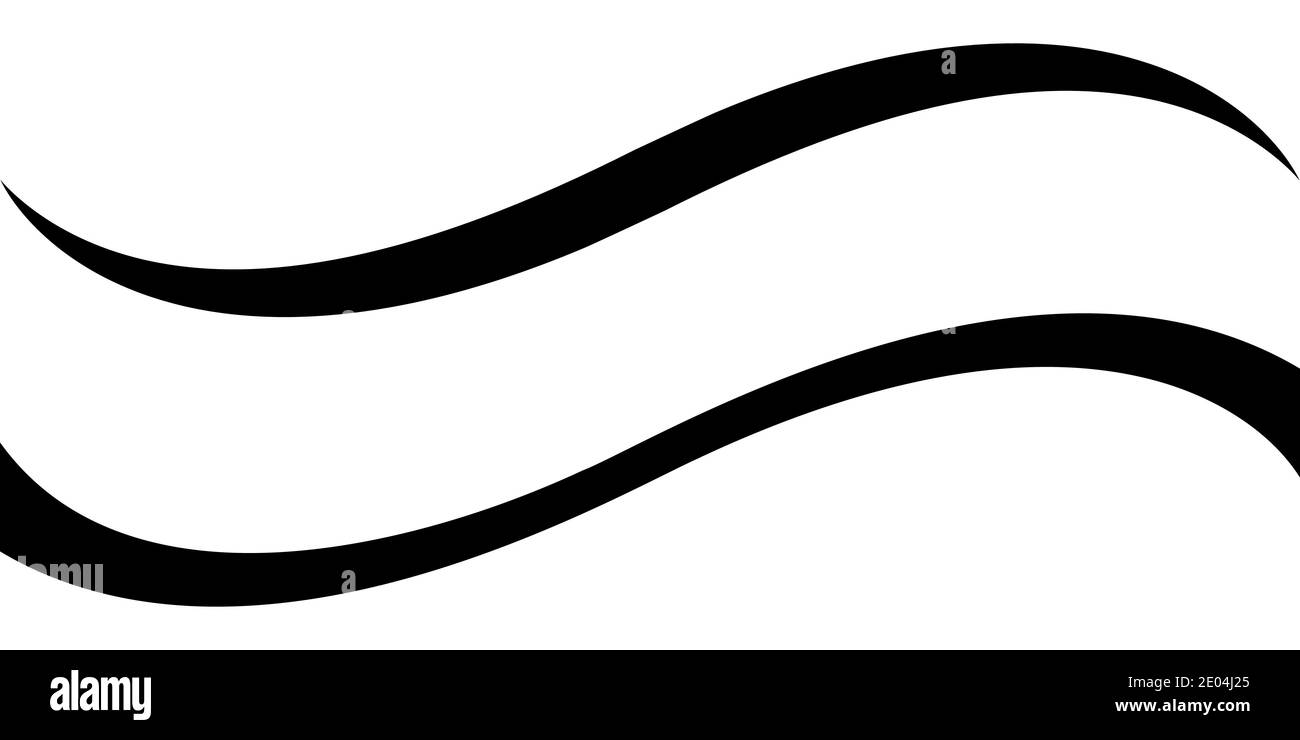 Curved calligraphic line strip, vector, ribbon like road element of ...