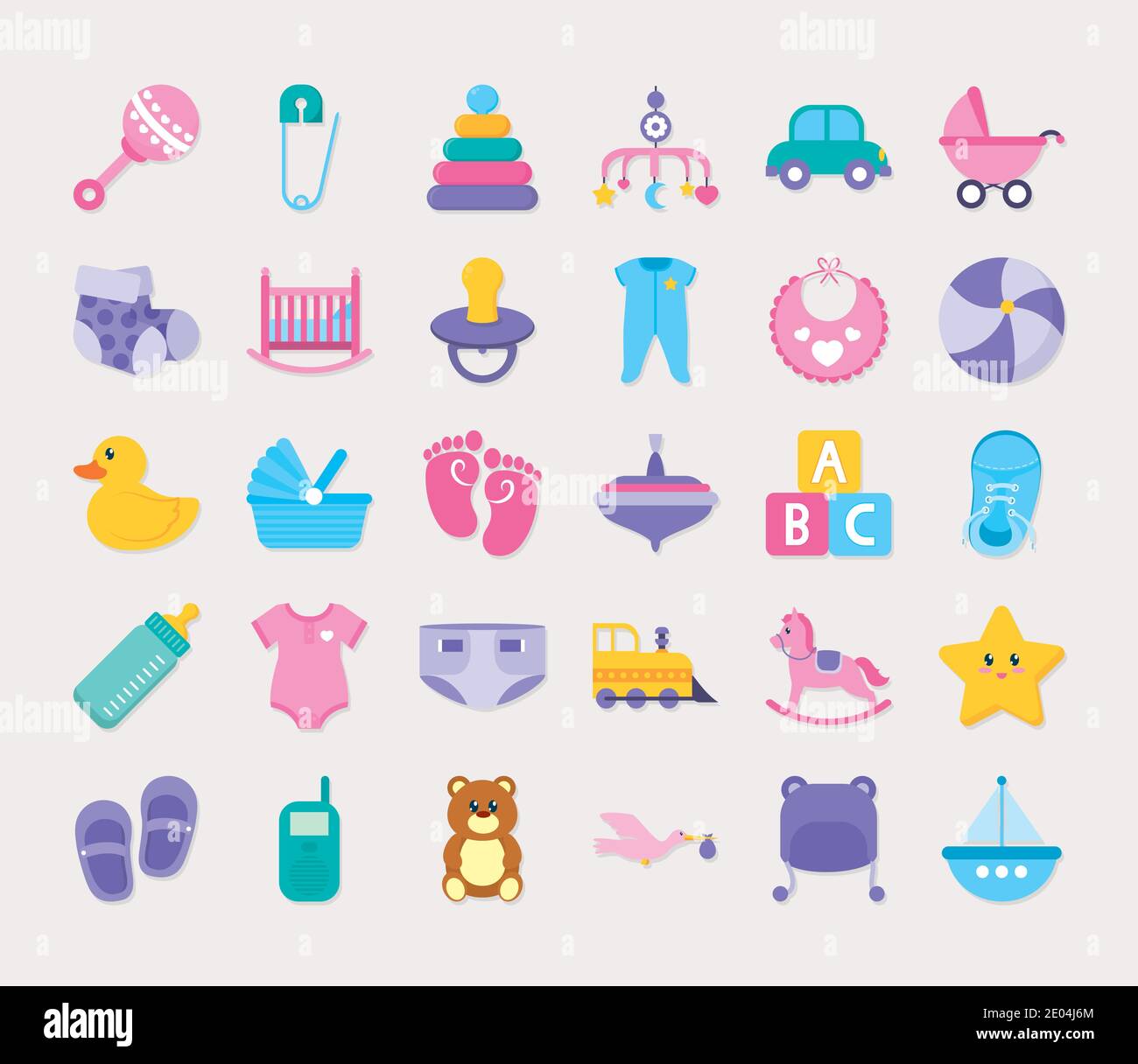 baby elements collection over white background, colorful design, vector ...