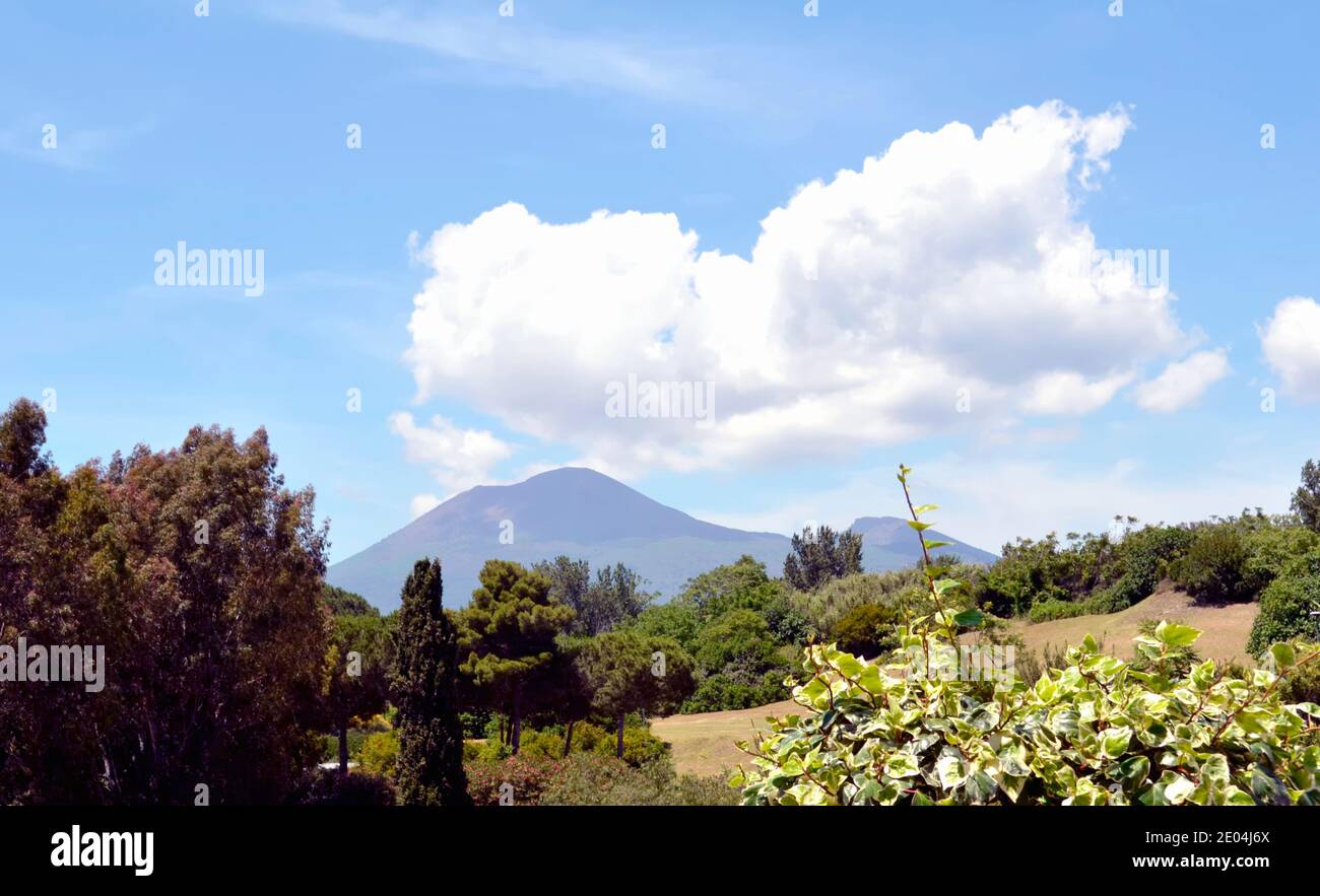 Rural Scenery near Pompeii with the Mount Vesuvius on Background Stock ...