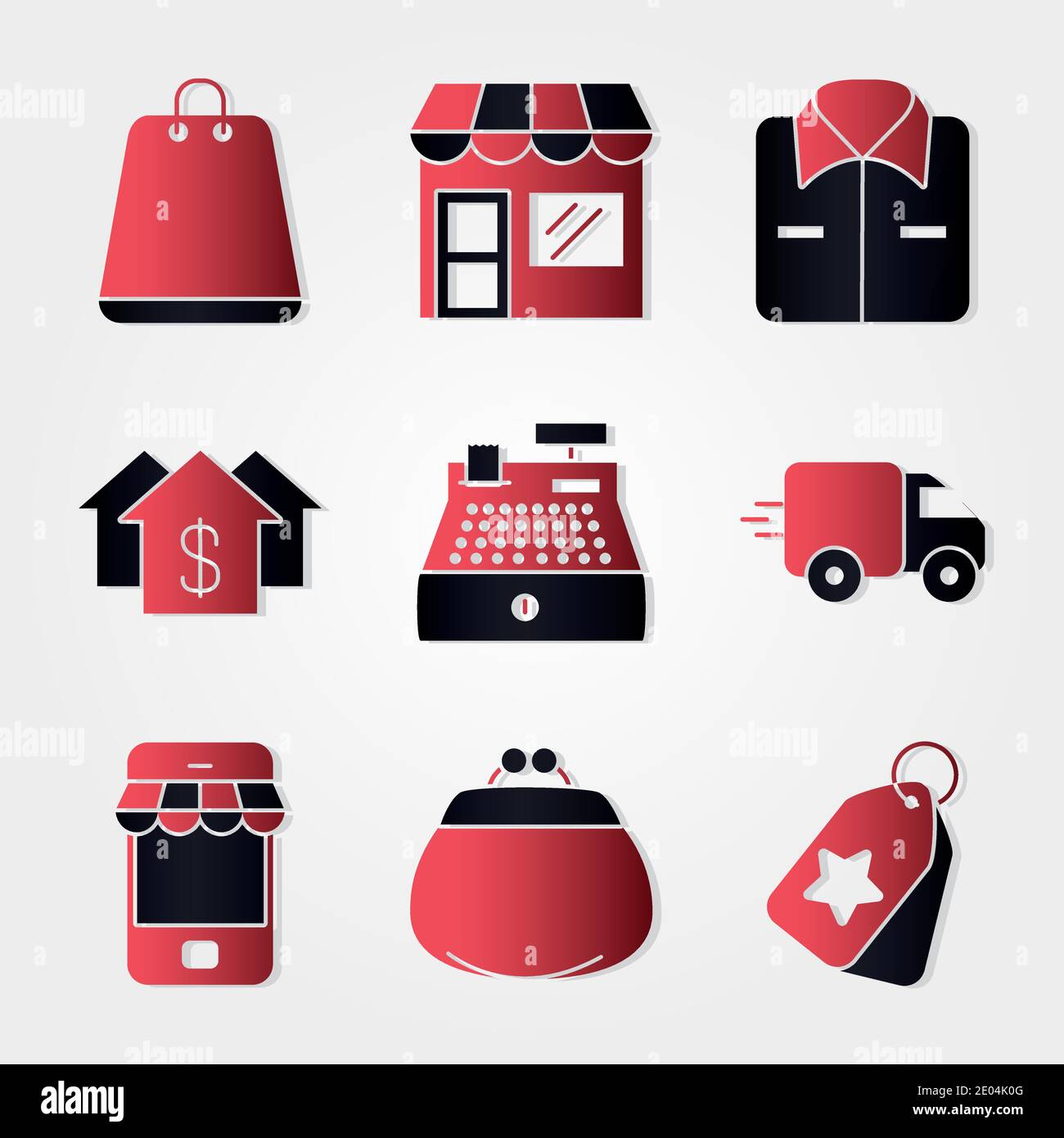 register cash and shopping icon set over white background, colorful ...