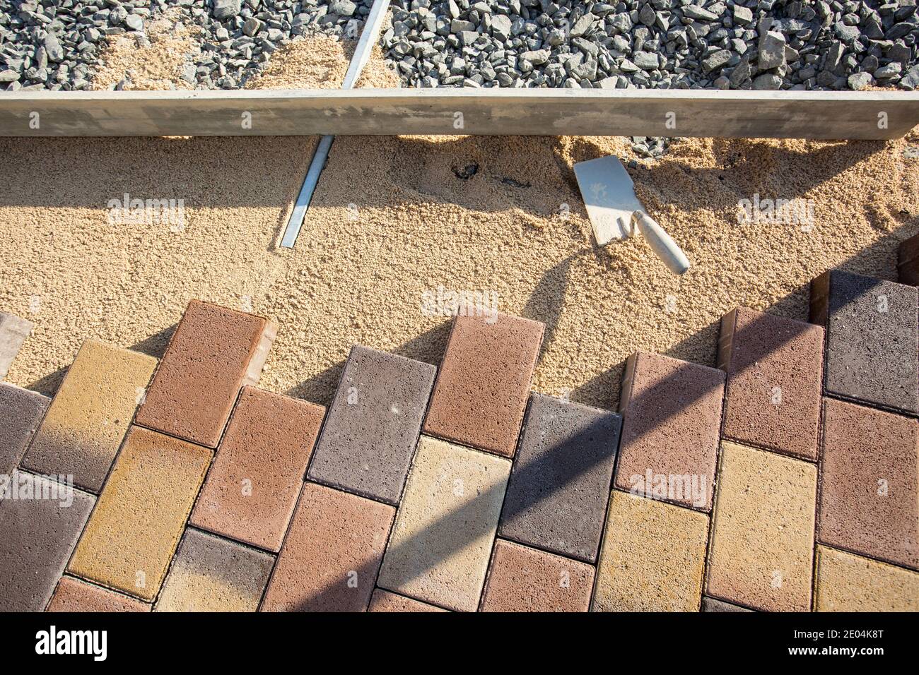 Making pavement in a garden Stock Photo - Alamy