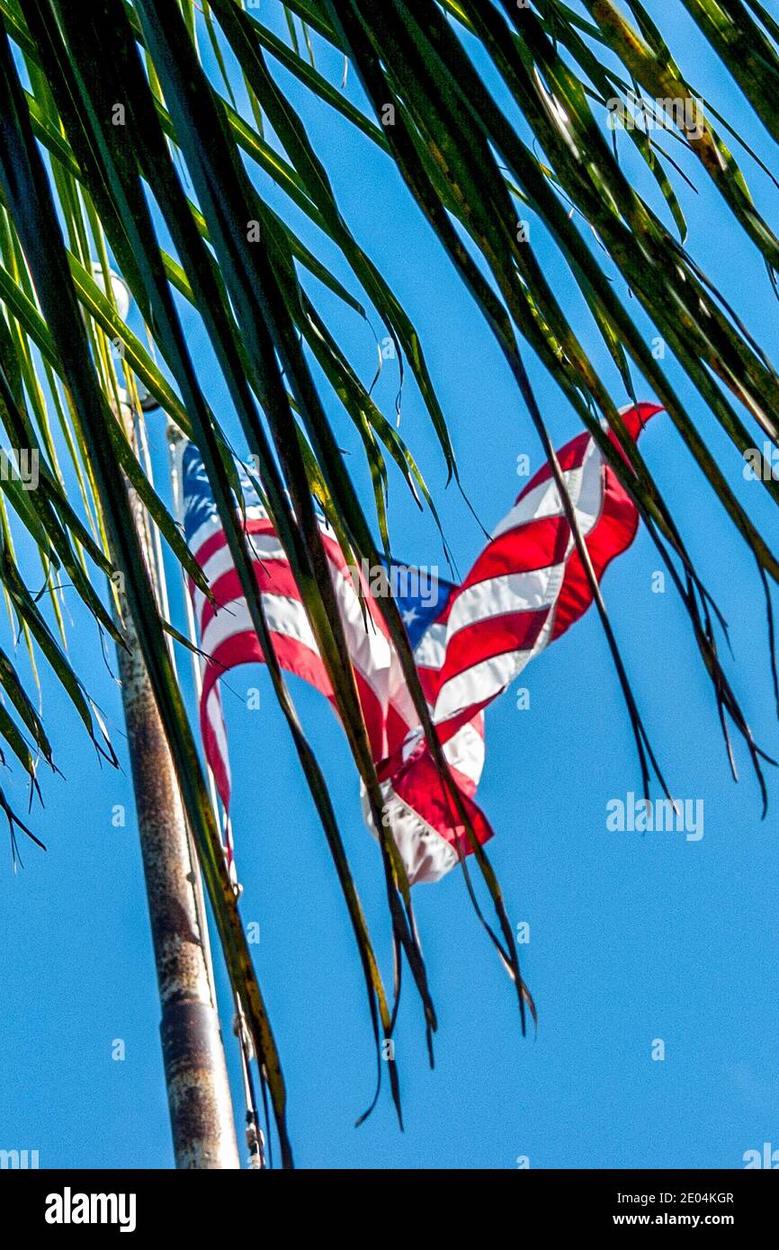 The American Flag flies over The Florida Keys Memorial to the victims ...
