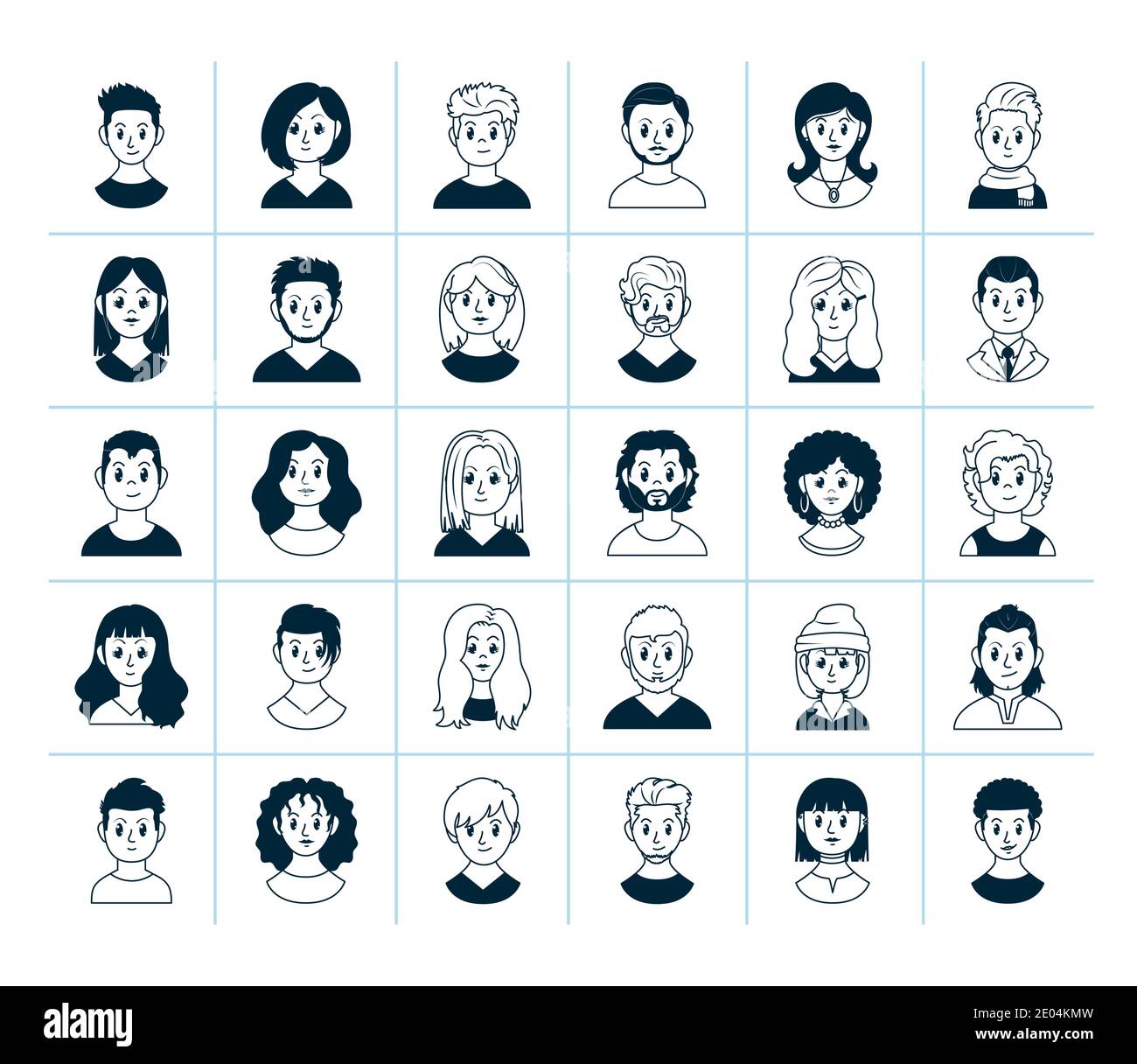 icon set of diversity people over white background, vector illustration ...