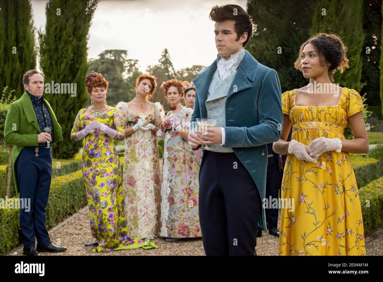 BRIDGERTON, from left: Ben Miller, Polly Walker, Bessie Carter, Harriet ...