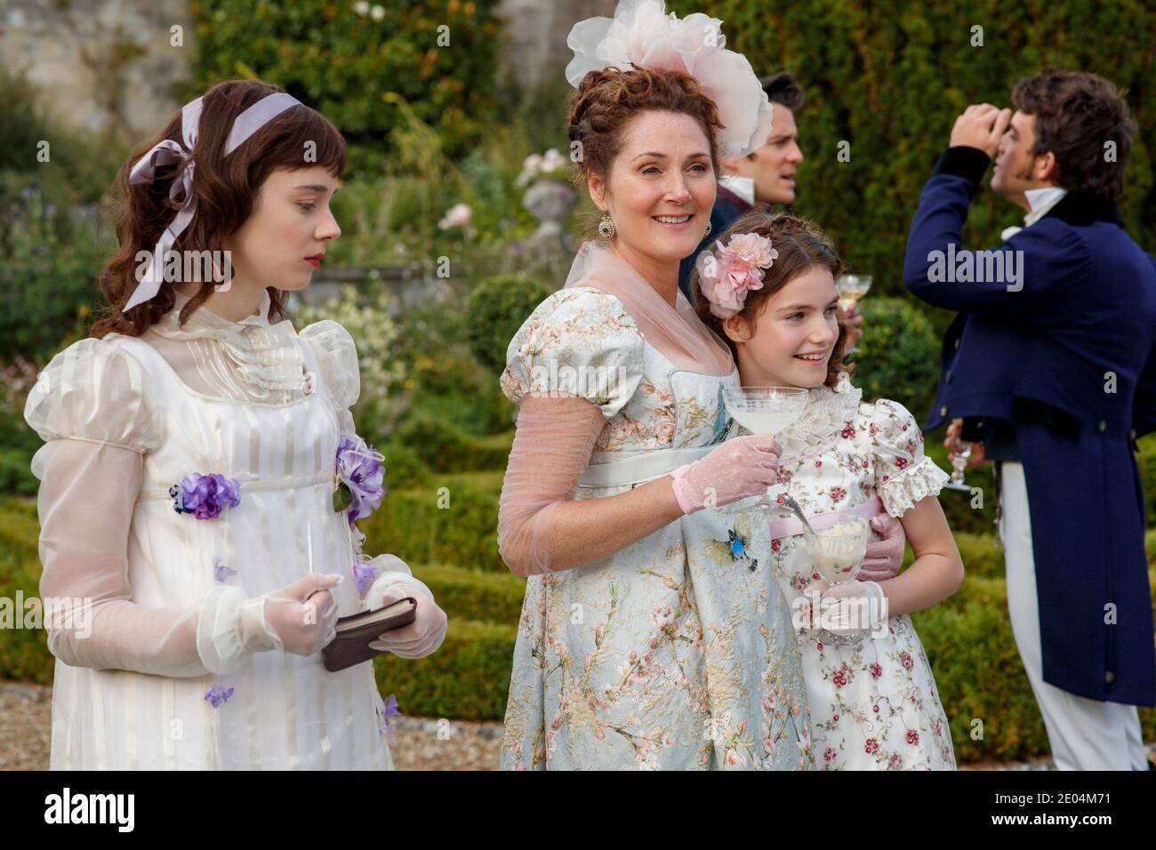 BRIDGERTON, from left: Claudia Jessie, Ruth Gemmell, Florence Hunt ...