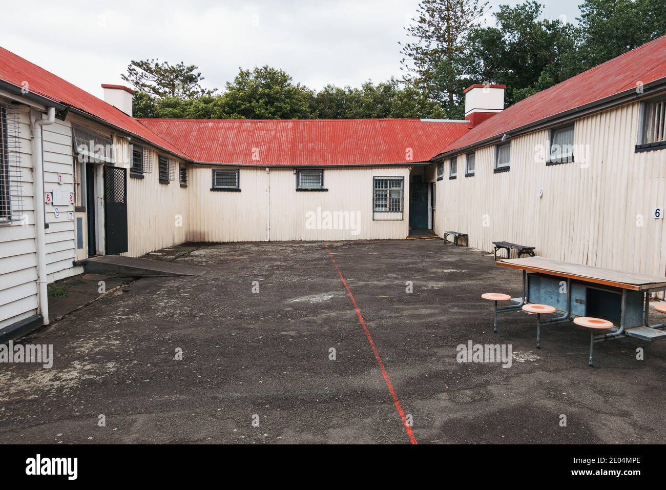 An outside courtyard of Napier Prison, New Zealand's oldest prison ...