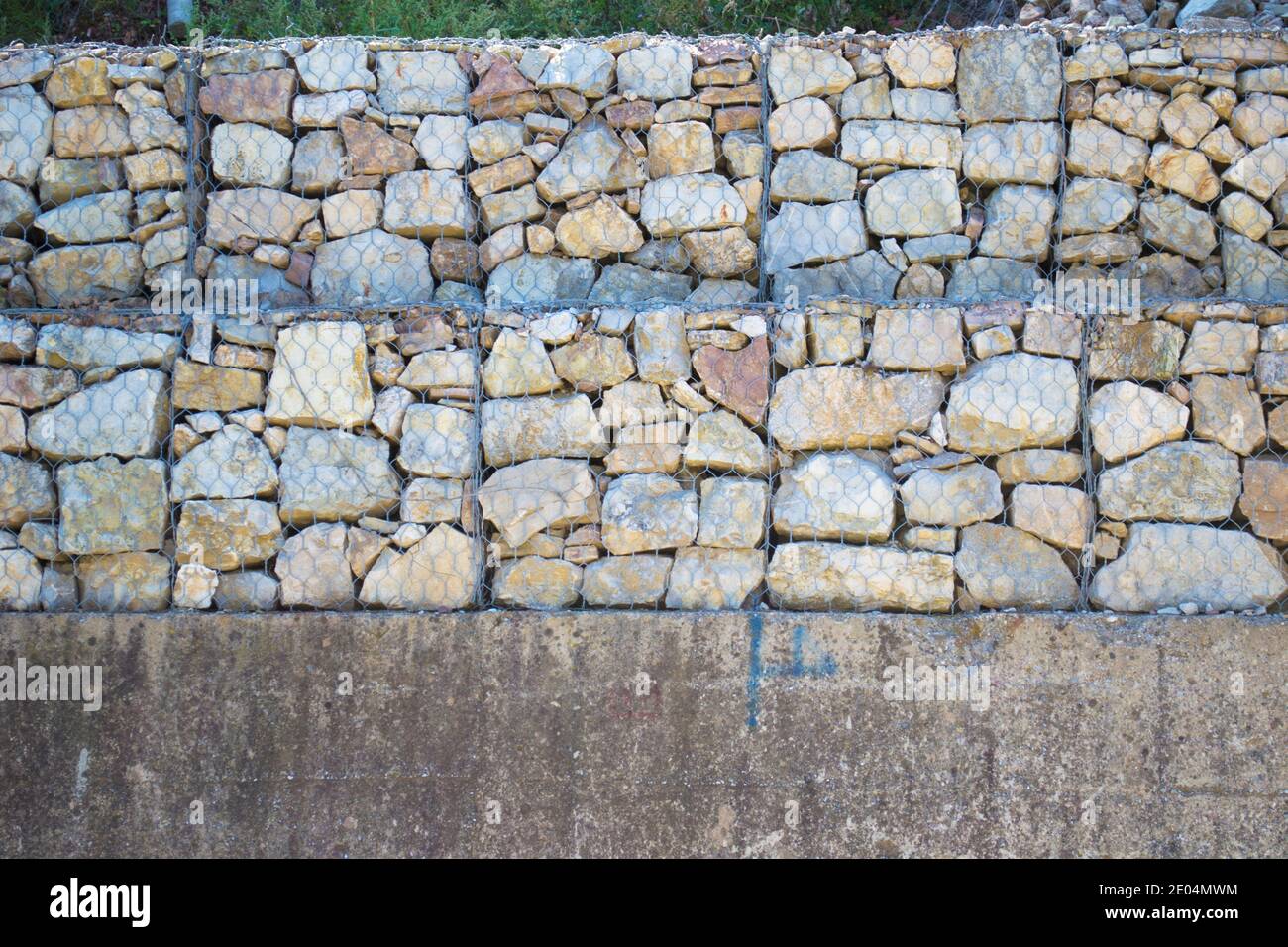 Road protection made of stones against landslides near motorway in East ...