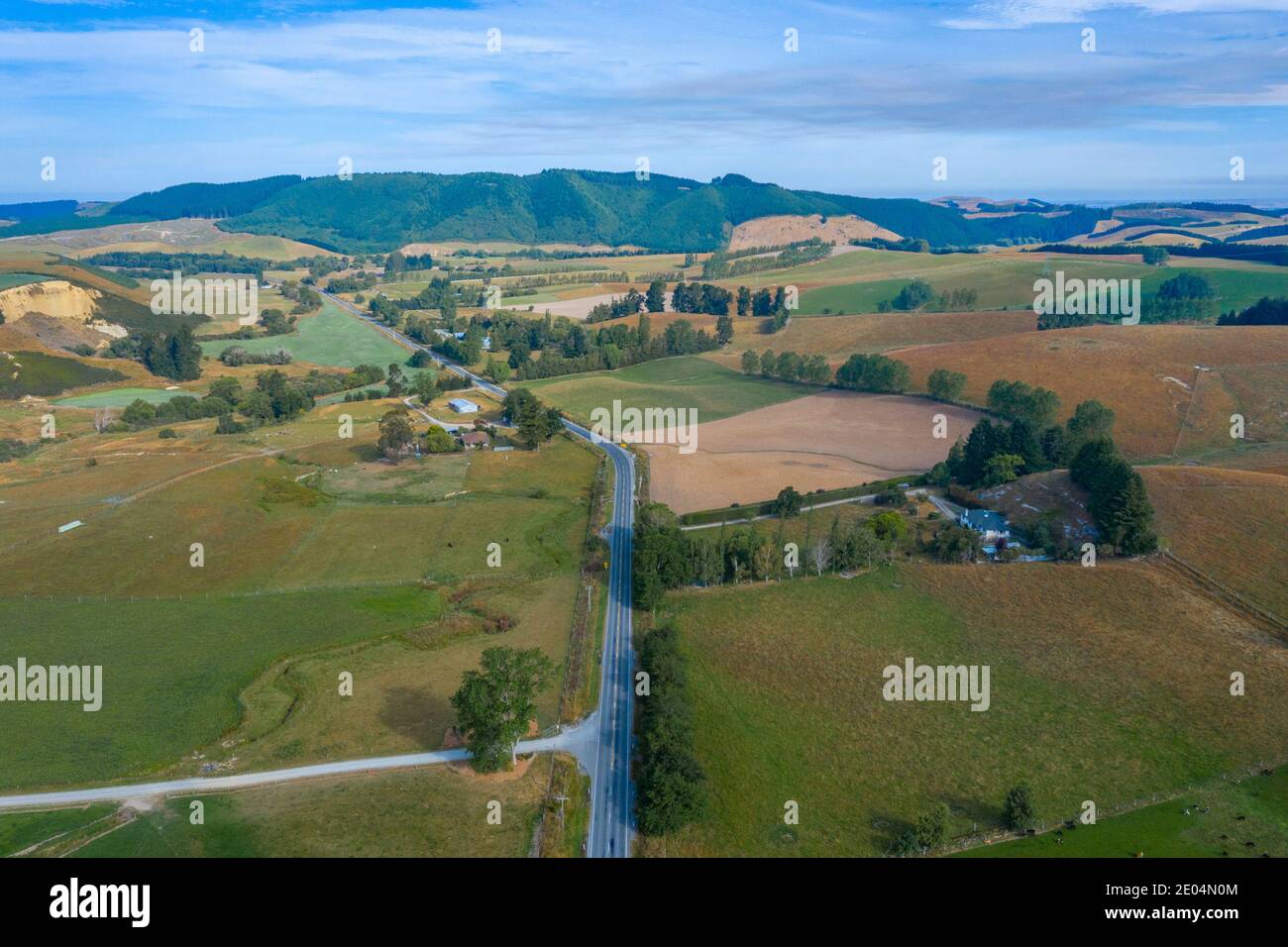 Aerial view of rural landscape of South Island in New Zealand Stock ...