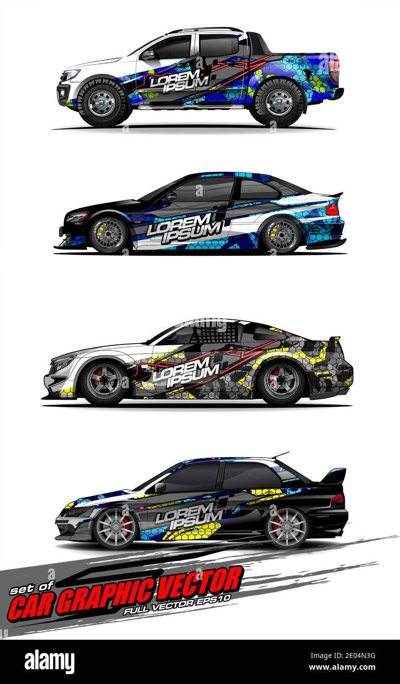 set of vehicle graphic kit vector. Modern abstract background for car ...