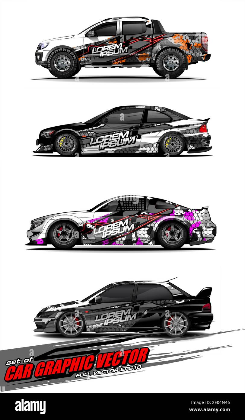 set of vehicle graphic kit vector. Modern abstract background for car ...