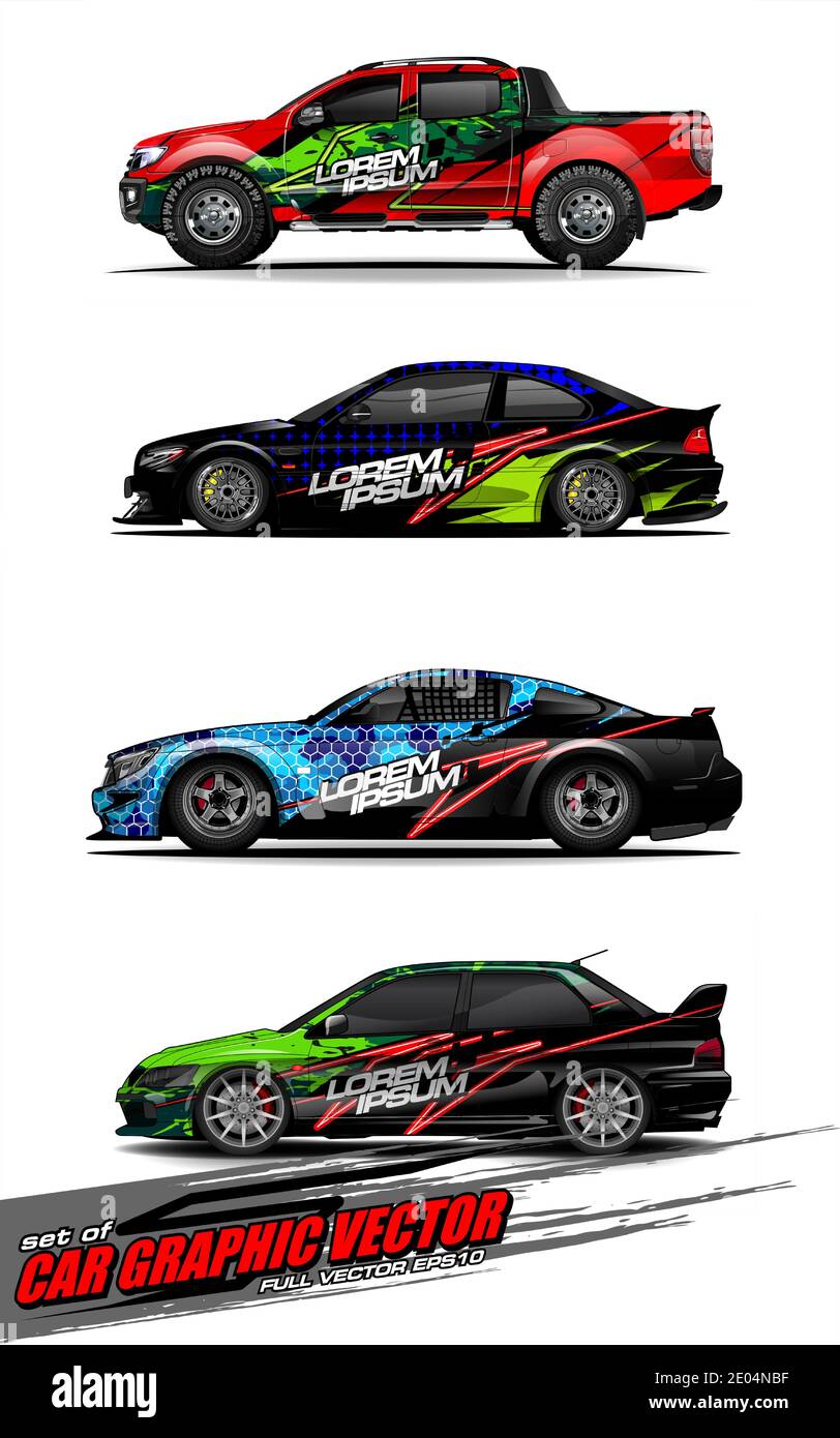 set of vehicle graphic kit vector. Modern abstract background for car ...