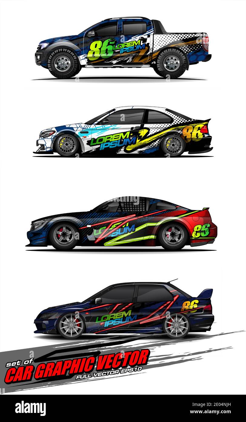 set of vehicle graphic kit vector. Modern abstract background for car ...