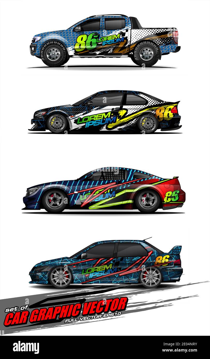 set of vehicle graphic kit vector. Modern abstract background for car ...
