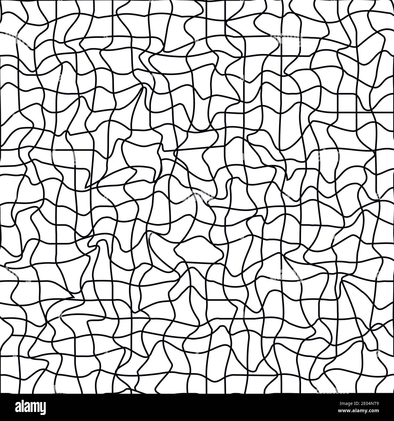 deformed mes grid, tangled maze, vector background of tangled lines ...
