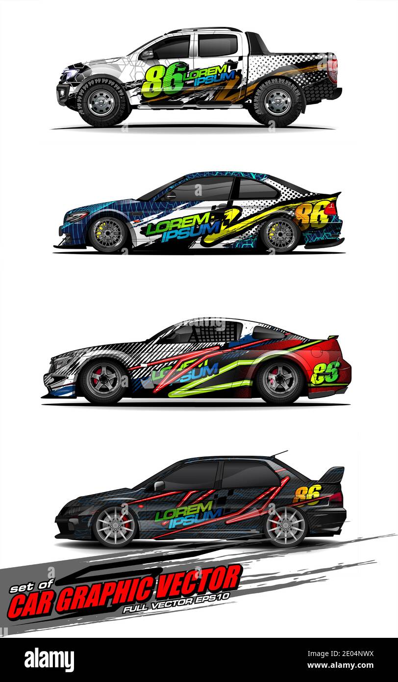 set of vehicle graphic kit vector. Modern abstract background for car ...