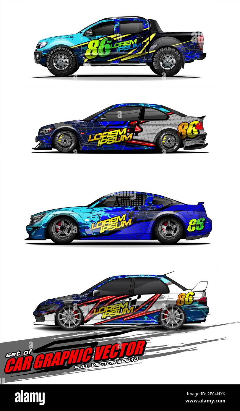 set of vehicle graphic kit vector. Modern abstract background for car ...
