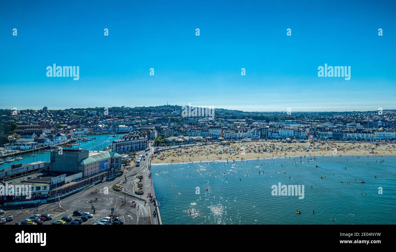 Panoramic view overlooking Weymouth harbour, beach and the Weymouth ...