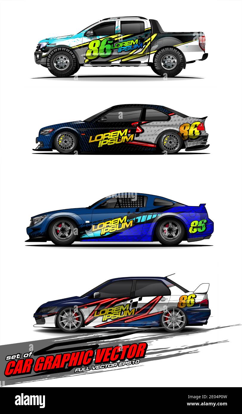 set of vehicle graphic kit vector. Modern abstract background for car ...