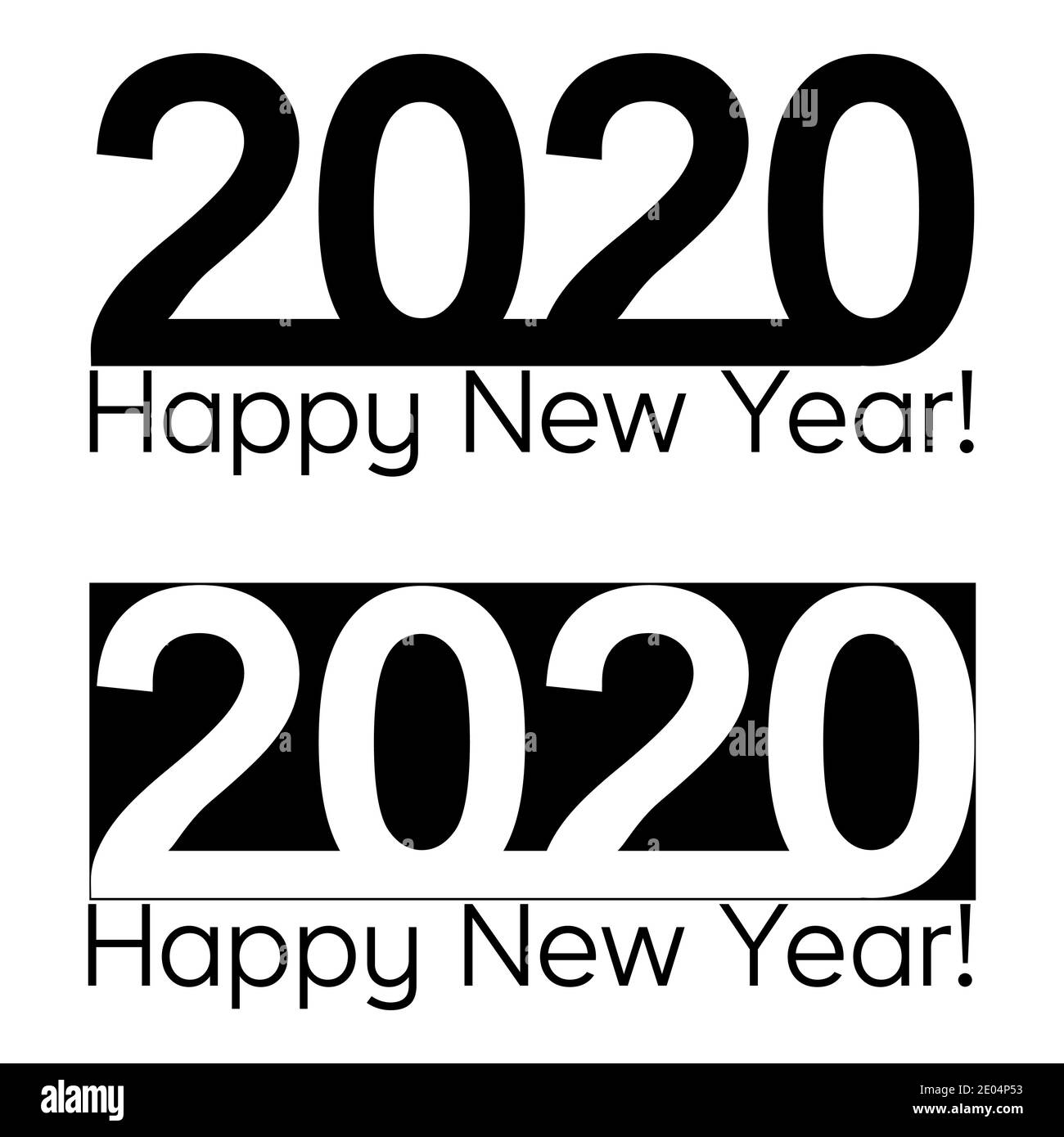 Vector lettering 2020 happy Black and White Stock Photos & Images - Alamy